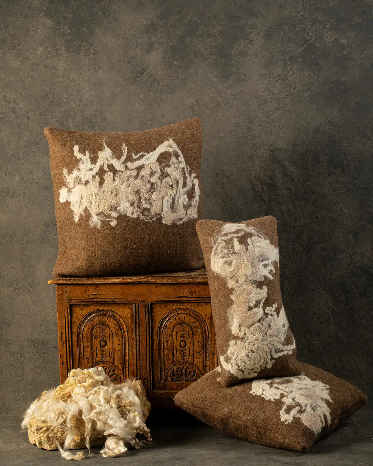 CREAM WENSLEYDALE ON SHETLAND BROWN Felted Wool Fabric – JG SWITZER DESIGN